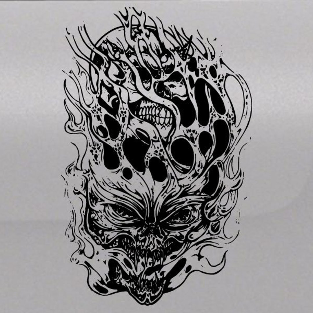Demon Flame Skull Evil Devil Window Bed SUV Hood Door Graphic Vinyl ...