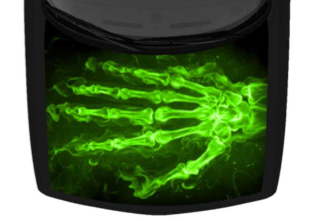 Flaming Skeleton Hand Green Design Black SUV Van Car Pickup Truck Hood ...