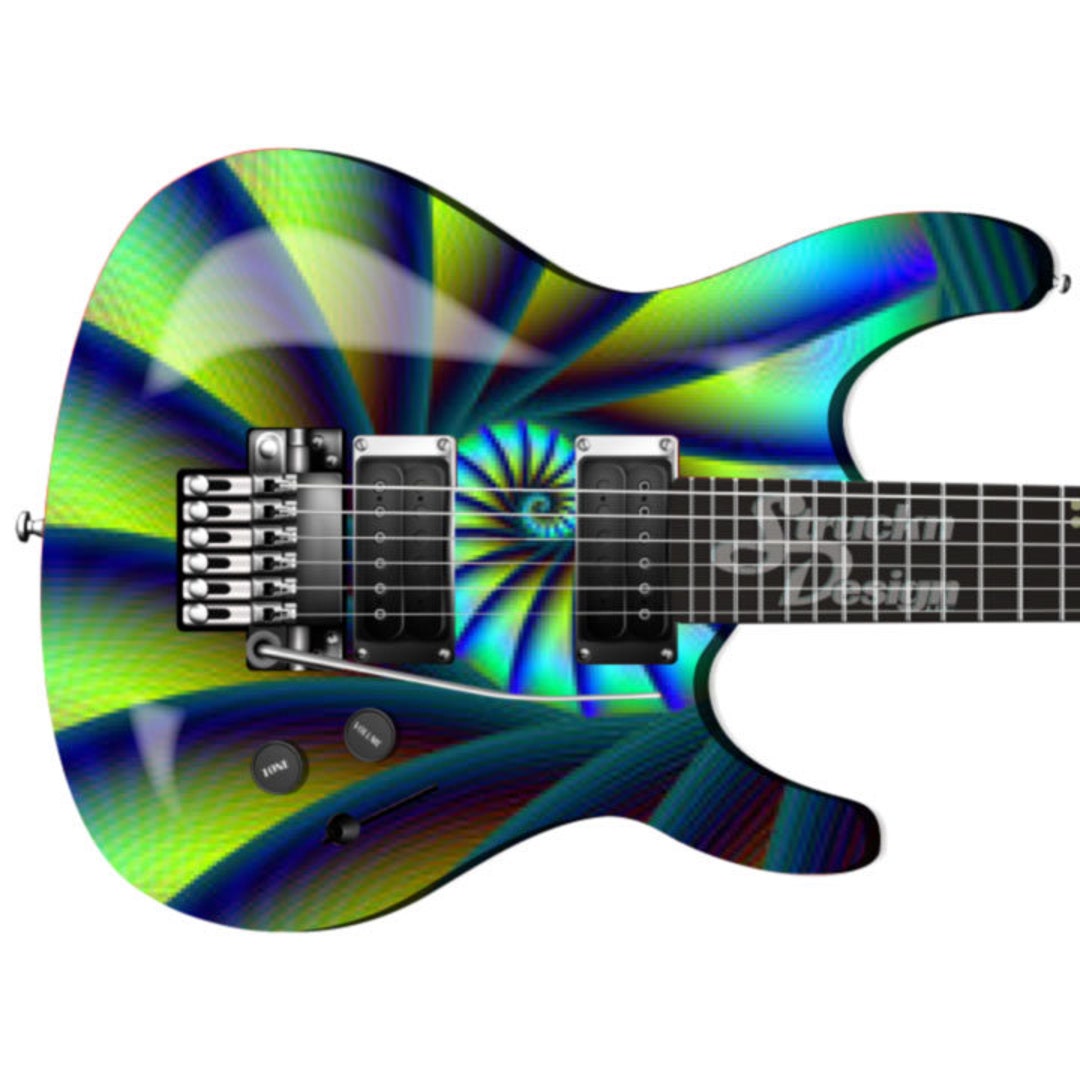 Spiral Fractal Illusions Colorful Bass Metal Vinyl Guitar Wrap Skin ...
