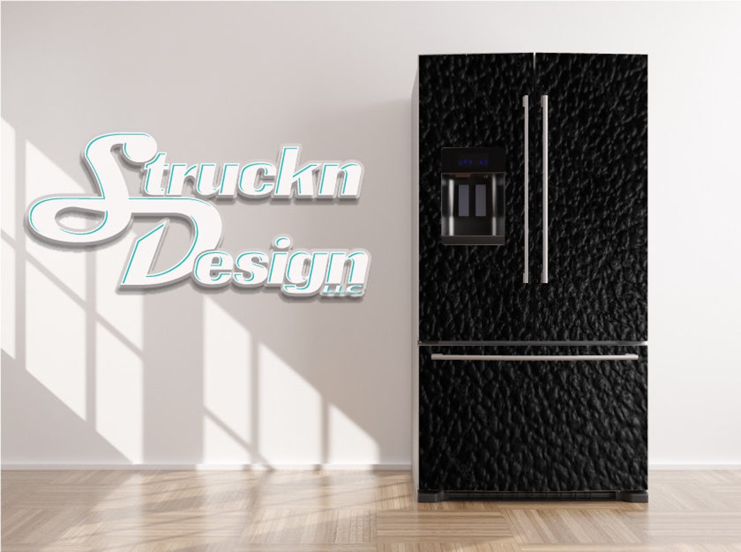 Black Rugged Leather Texture Luxury Refrigerator Fridge Freezer Wrap ...