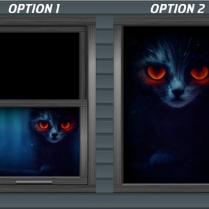 Fierce Cat Red Eyes Dark Black Horror Window Backlit Wall Backdrop ...