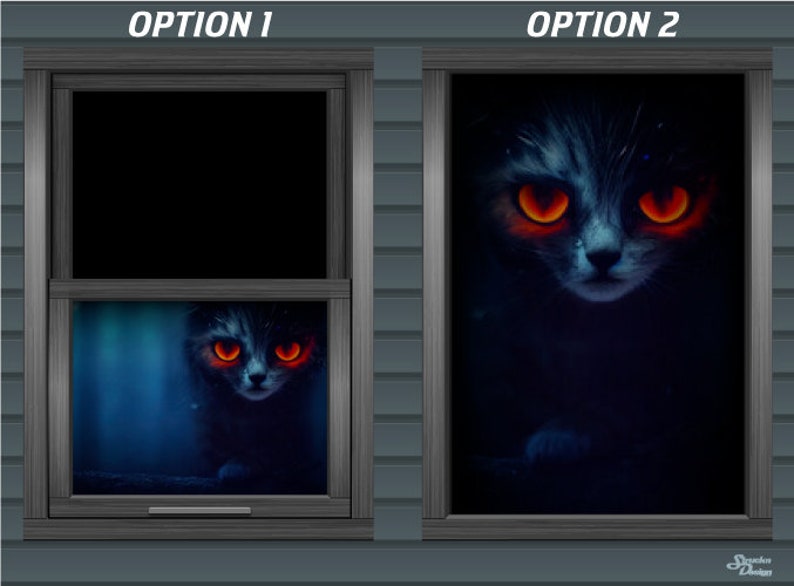 Fierce Cat Red Eyes Dark Black Horror Window Backlit Wall - Etsy