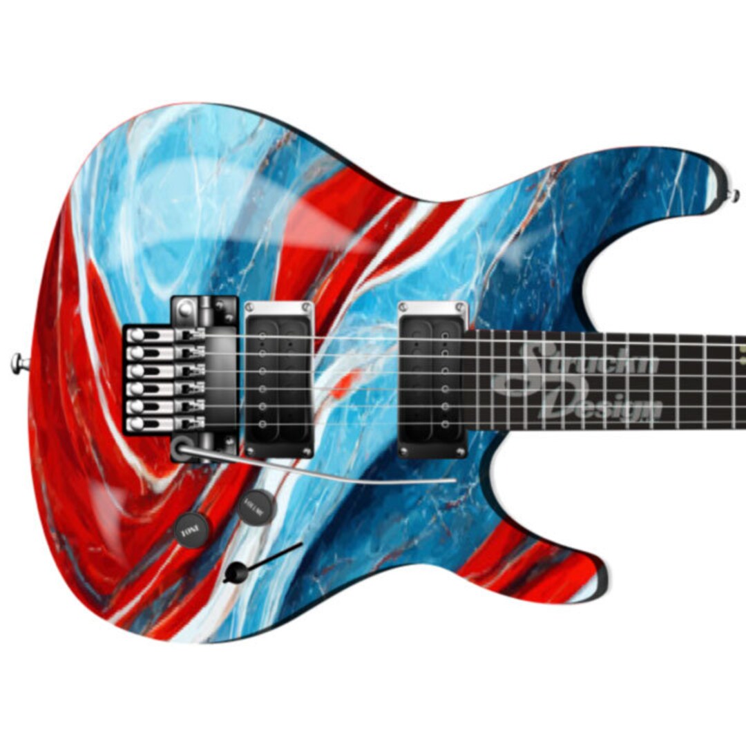 Red White Blue Swirl Marble USA Bass Metal Vinyl Guitar Wrap Skin Decal ...
