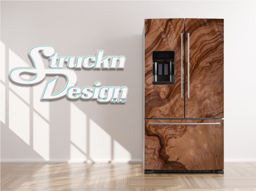 Brown Natural Texture Wooden Wood Refrigerator Fridge Freezer Wrap Side ...