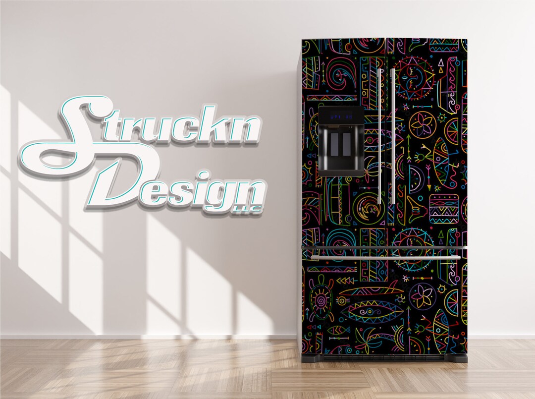 Black Tribal Style Rainbow Surf Surfing Beach Refrigerator Fridge ...