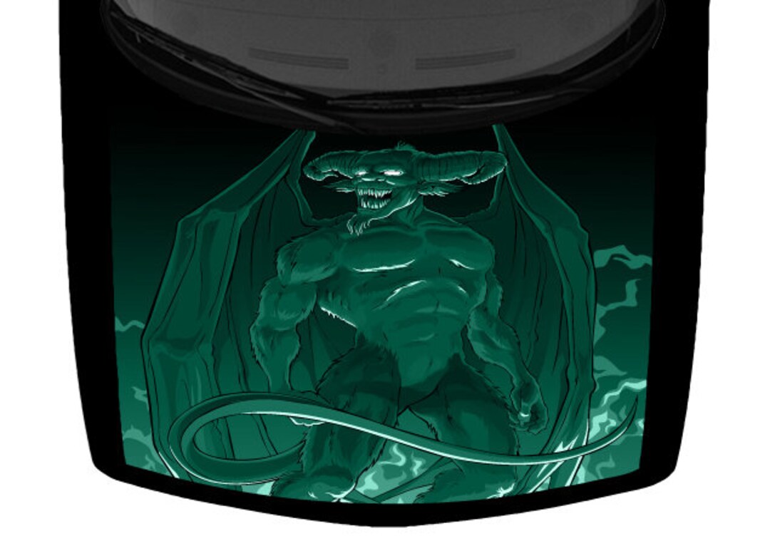 Winged Devil Satan Horned Demon Truck Vinyl Car Hood Wrap Graphic Decal ...
