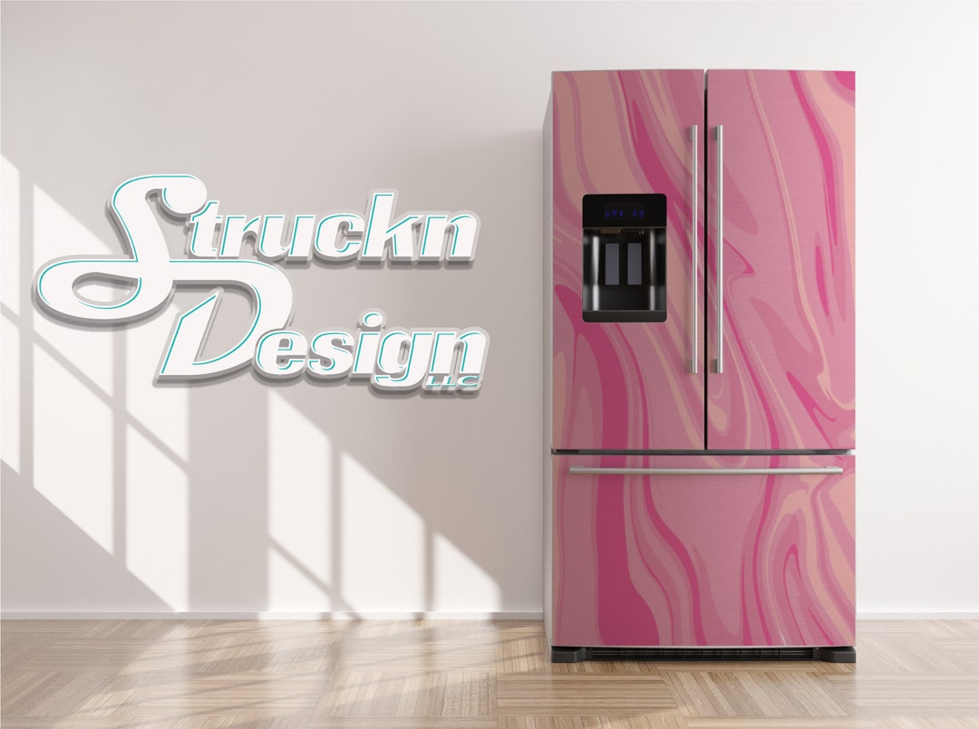 Magenta Pink Water Marble Paint Texture Refrigerator Fridge Freezer ...