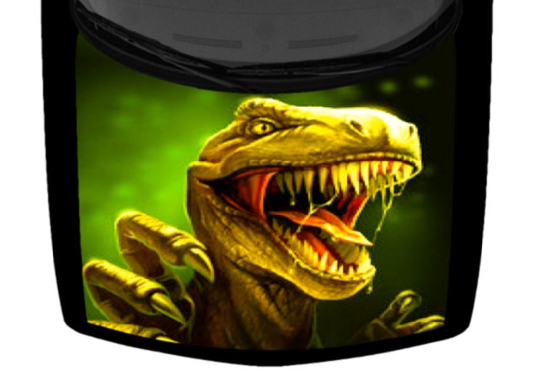 Snarling Yellow Raptor Velociraptor Teeth Abstract Car Pickup Truck ...