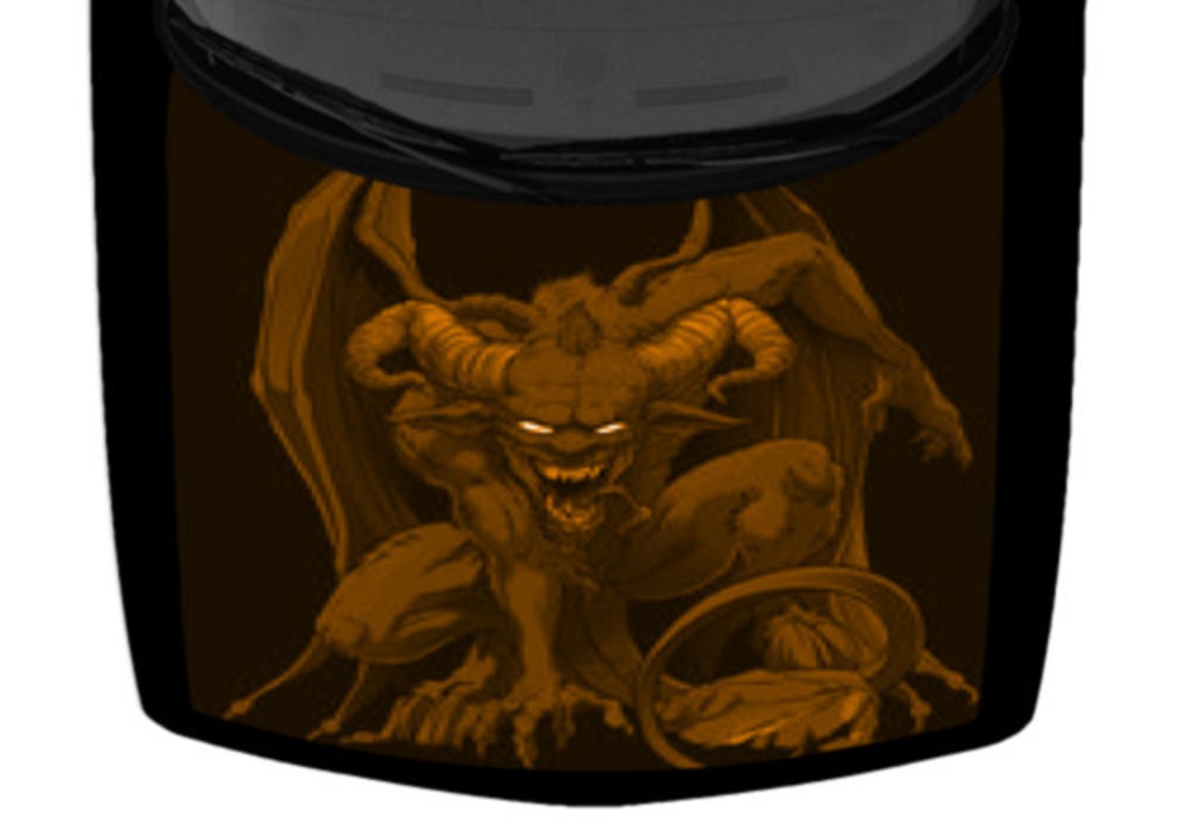 Orange Horned Demon Winged Devil Satan Crouching Teeth Pickup Car Truck ...