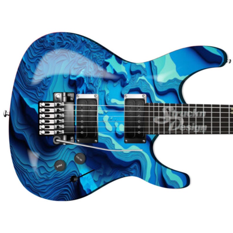 Blue Paint Vibrant Blue Layered Guitar Bass Metal Vinyl Wrap Skin Decal ...