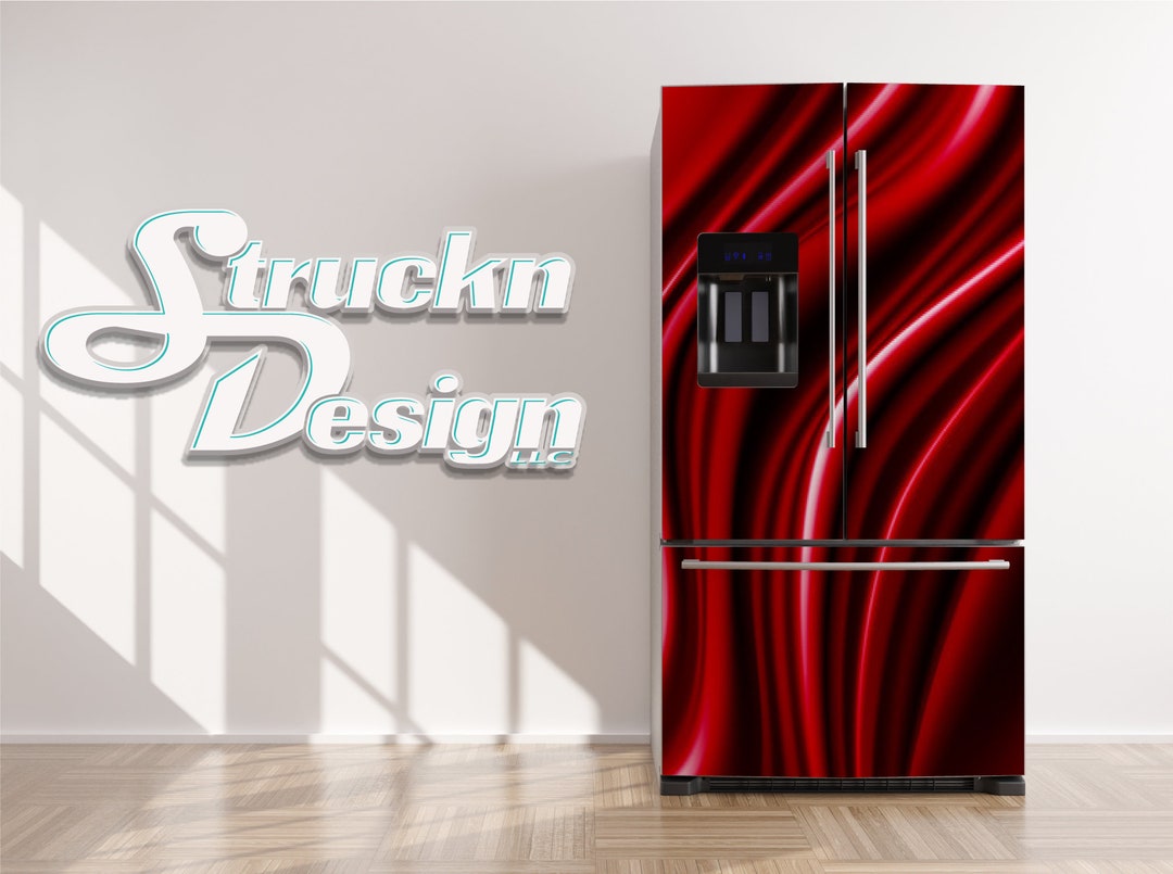 Red White Black Fabric Fold Overlap Design Refrigerator Fridge Freezer ...