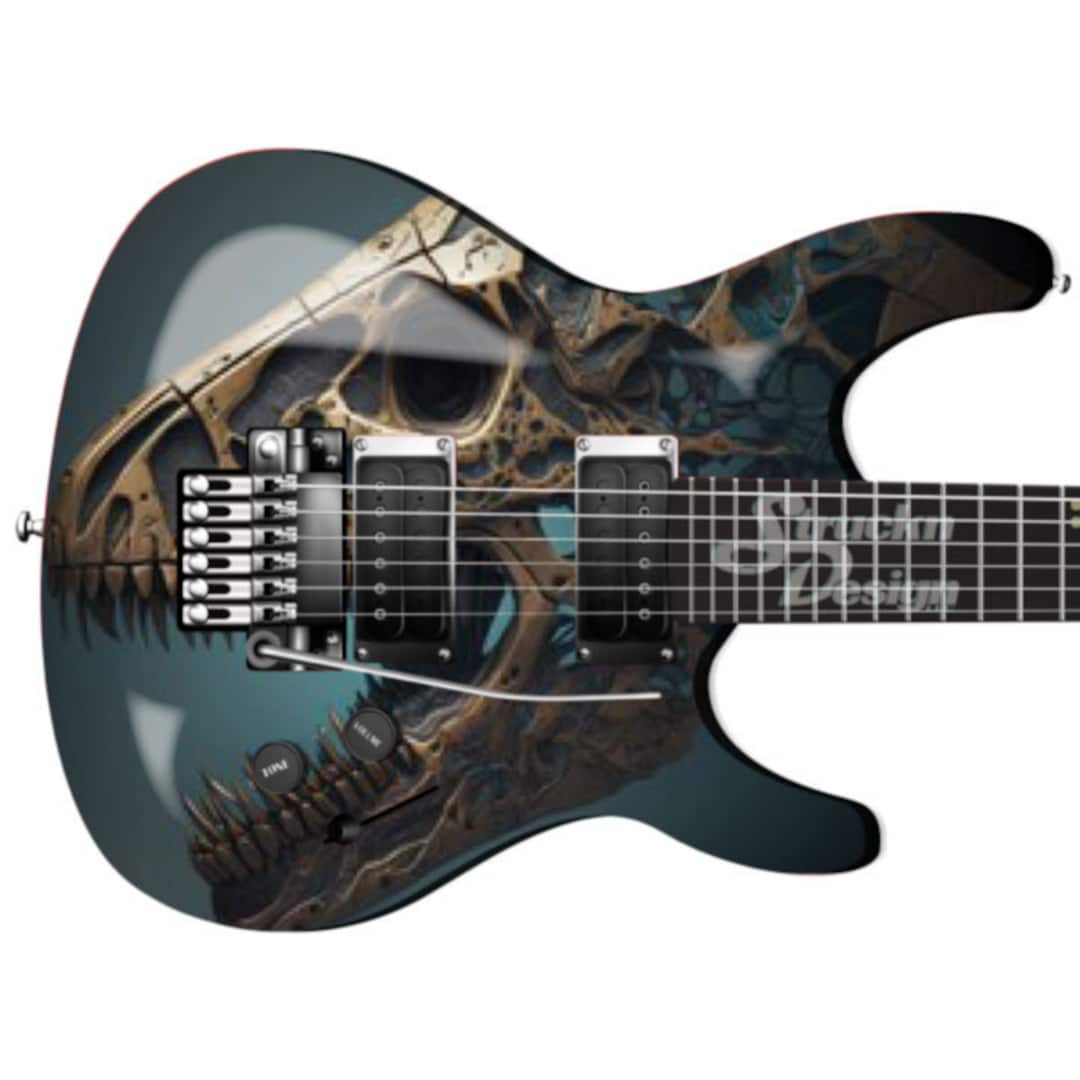 Mechanical Fossil Rustic Guitar Bass Metal Vinyl Wrap Skin Decal ...