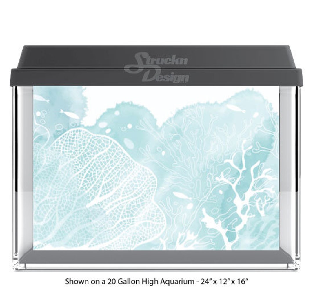 Cyan Light Blue Sea Coral Water Underwater 10mil Polyester Fish Tank ...