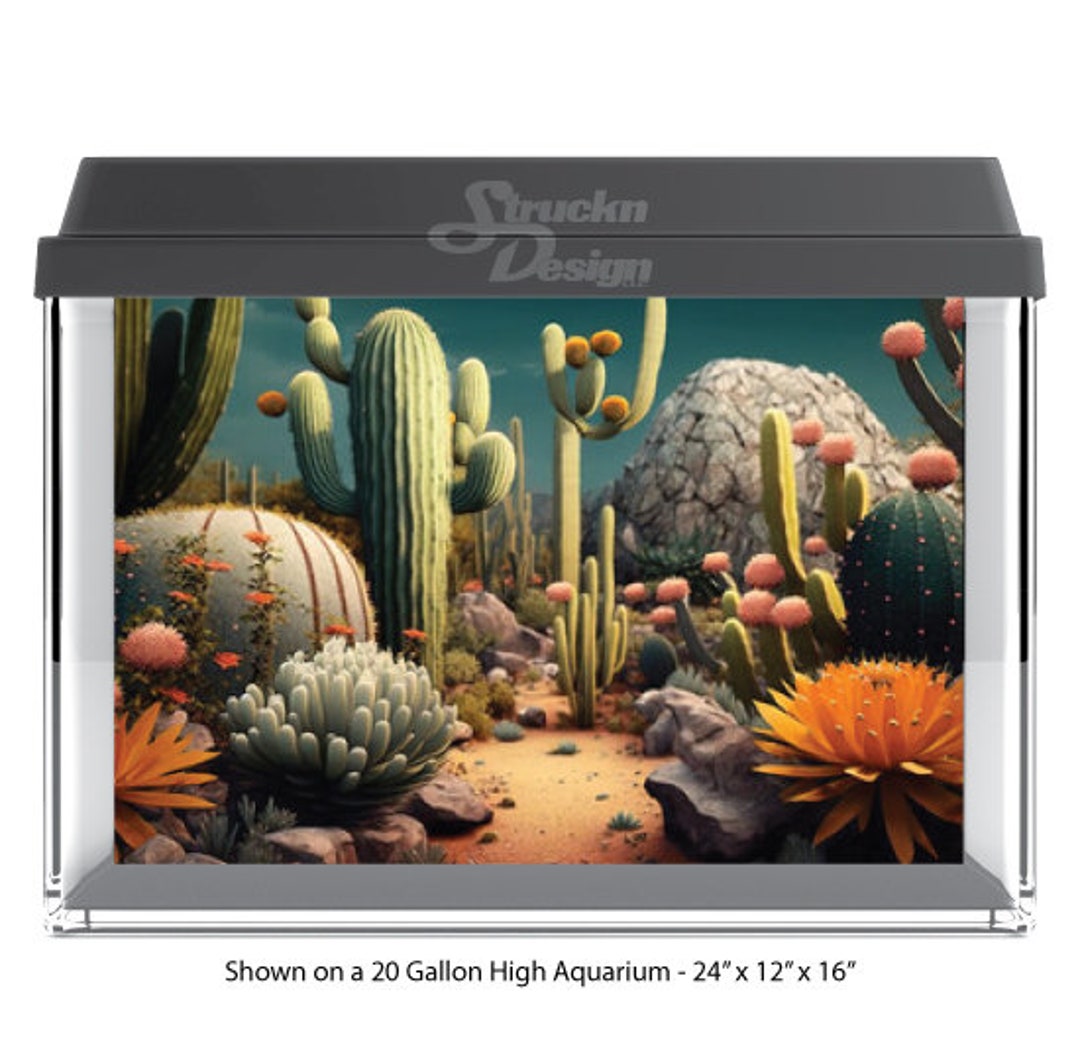 Desert Cacti Green Teal Sandy Colorful Flowers 10mil Polyester Fish ...