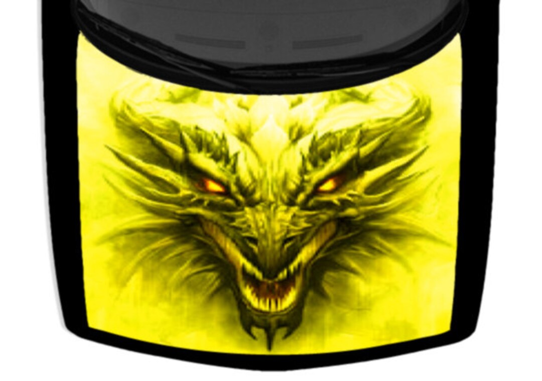 Yellow Snarling Dragon Dark Face Teeth Truck Kapuze Wrap Vinyl ...