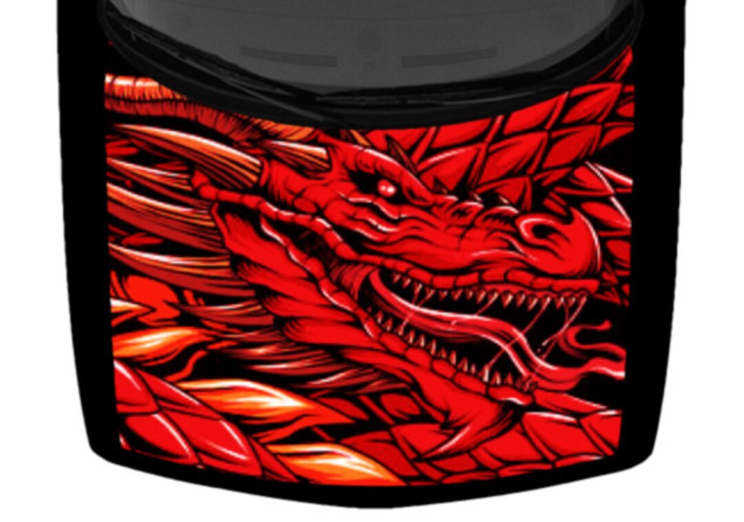 Bright Red Dragon Head Background Design Black SUV Van Car - Etsy