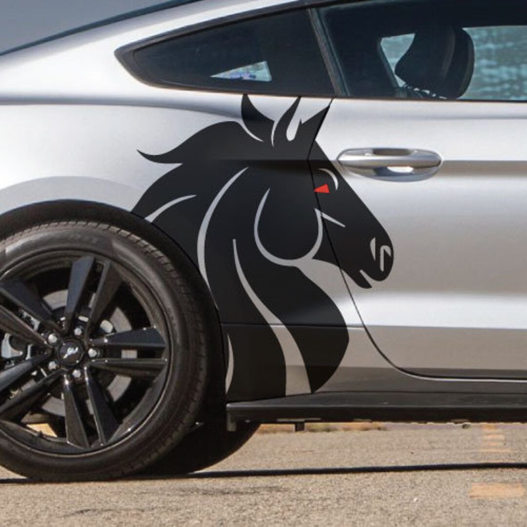 Horse Stud Steed Head Car Outline Mustang Tattoo Grunge Design Tribal ...