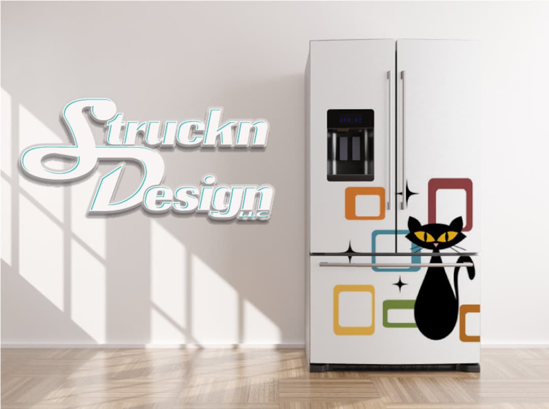 Atomic Cat Shapes Mid Century Modern Squares Refrigerator Fridge ...
