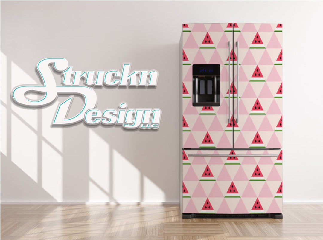 Triangles Watermelon Wall Design Refrigerator Fridge Freezer Wrap Side ...