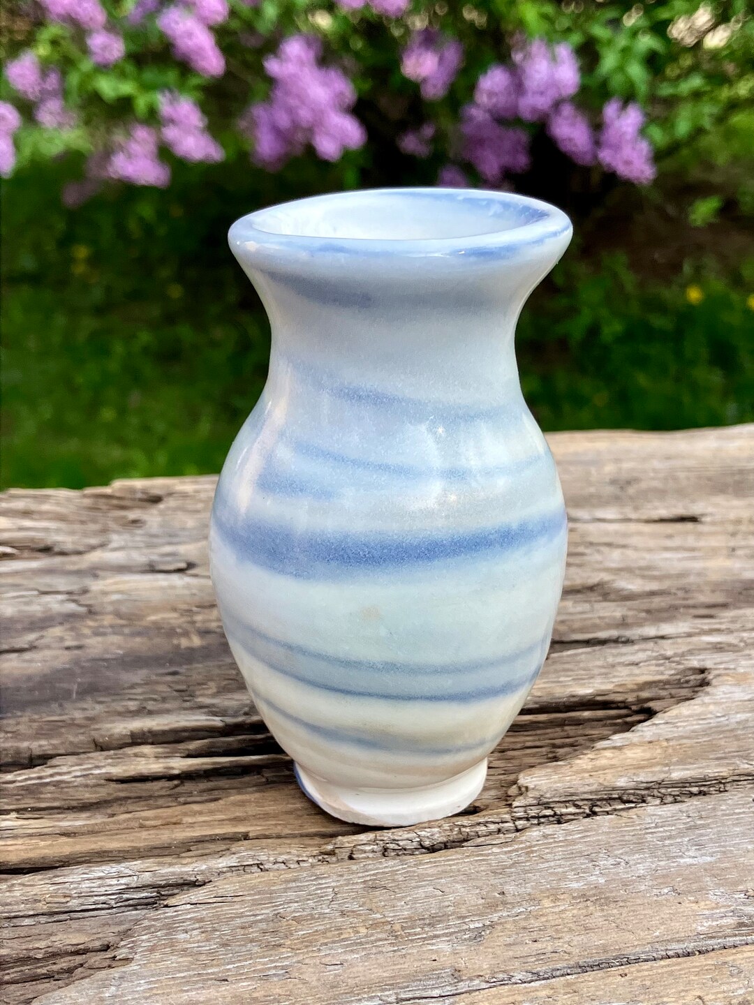 Small Handmade Neriage Porcelain Pottery Cobalt Laced Vase Wheel Thrown ...