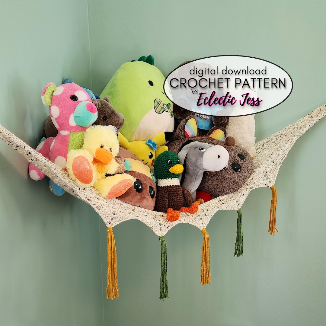 Tasseled Toy Trap CROCHET PATTERN ONLY, Toy Hammock, Stuffed Animal ...