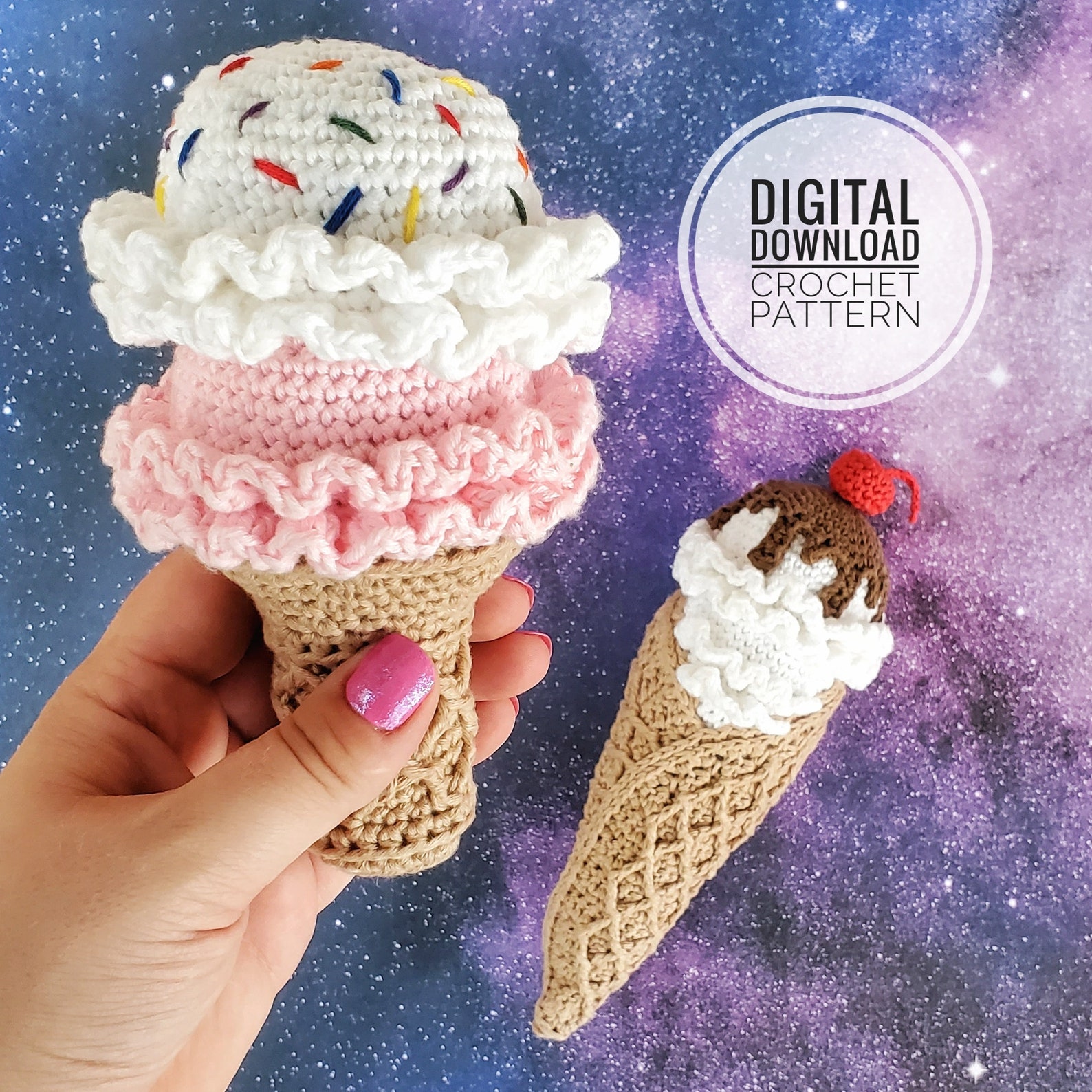 Ice Cream Cones Crochet PATTERN ONLY Waffle Cone Cake Cone - Etsy