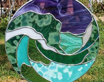 Original Waves Within a Wave, Stained Glass Garden Panel Ornament - Etsy