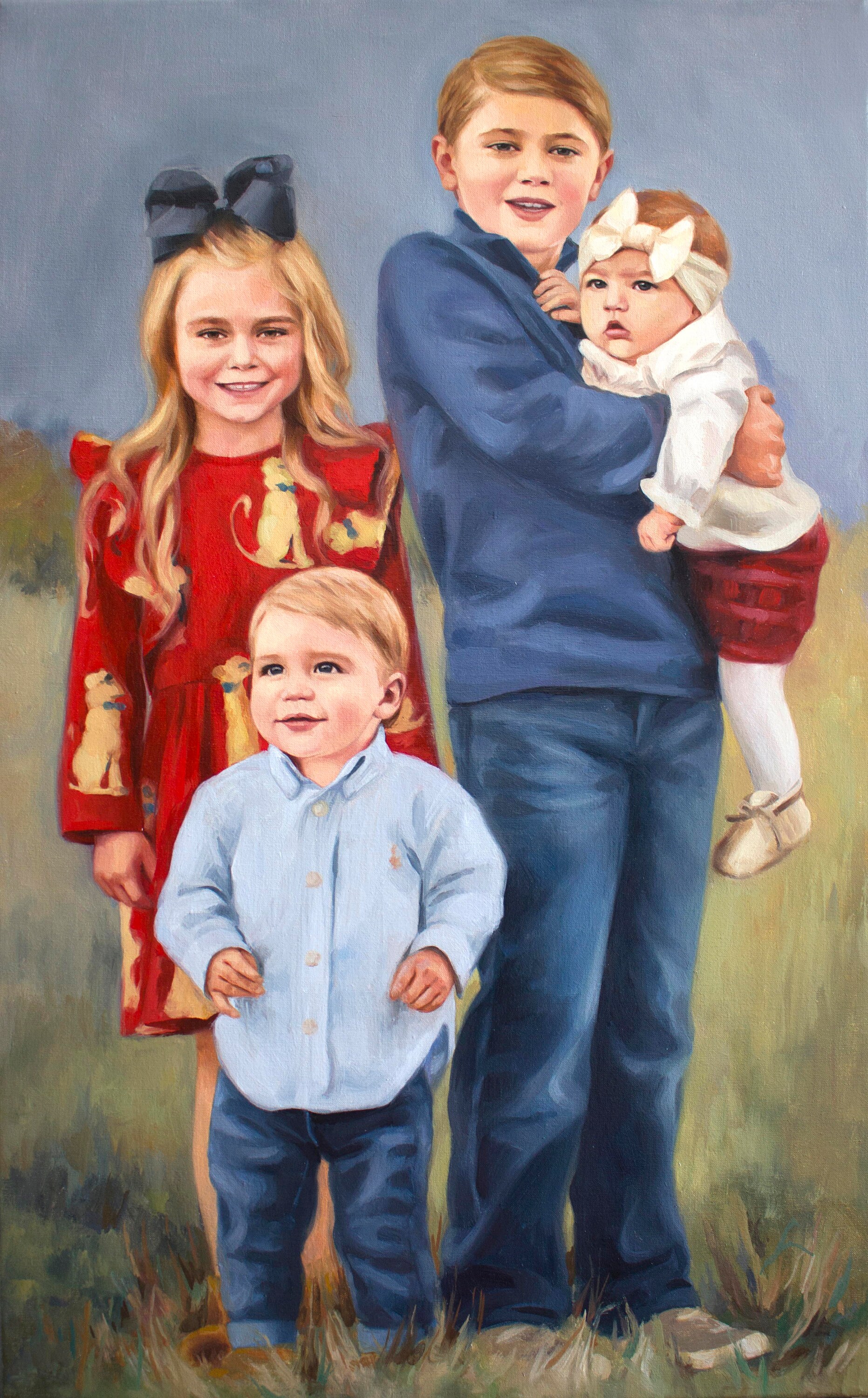 Family Portrait - Custom Family Portrait Custom on Linen Canvas ...