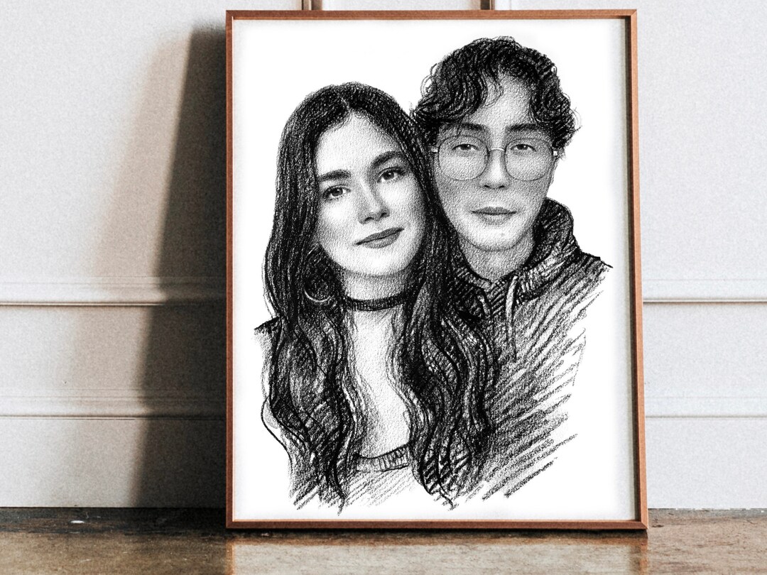 Couples Portrait Custom, Engagement Portrait From Photo, Personalized ...