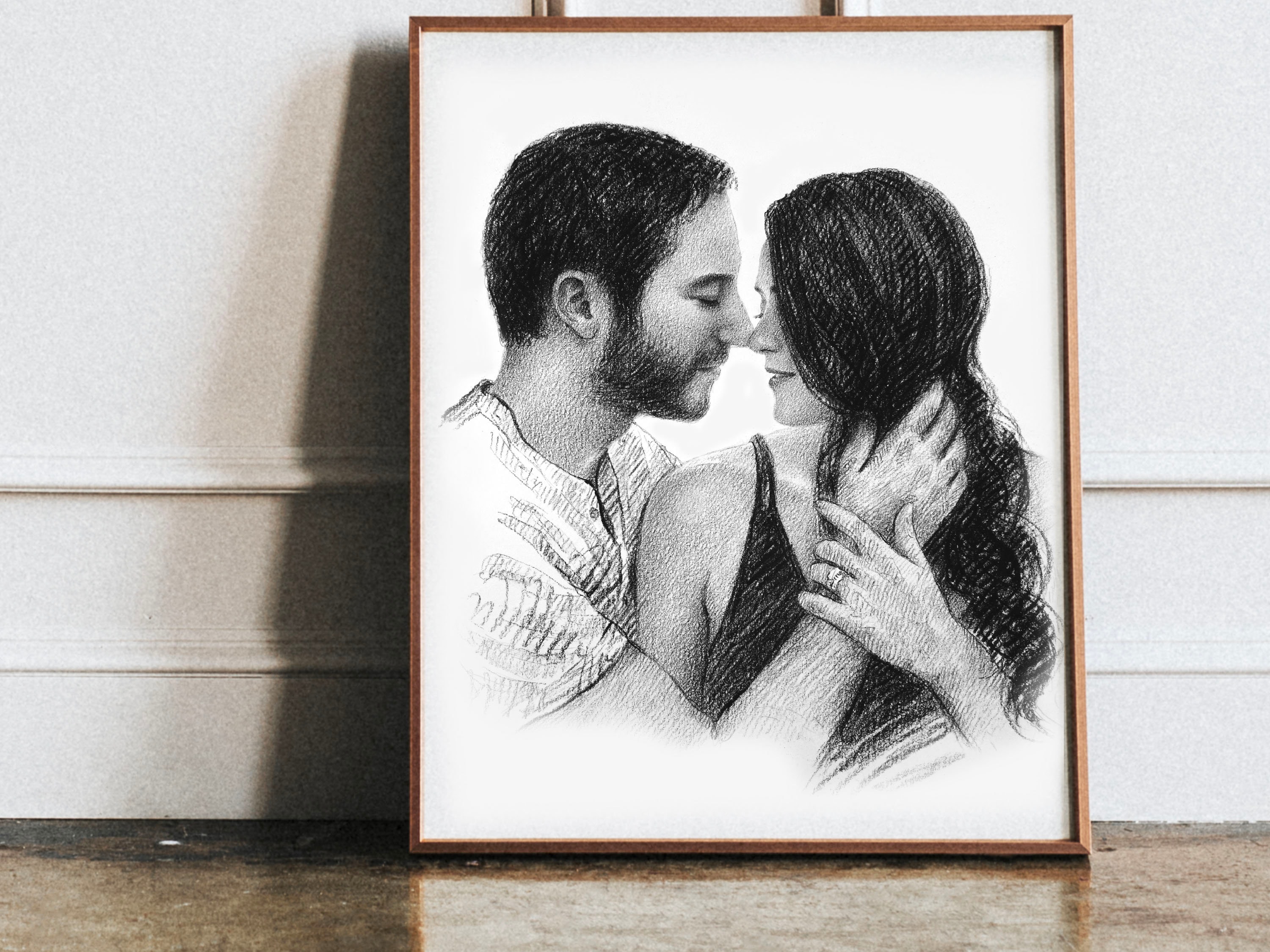 First Kiss Gift Our First Kiss Portrait Our First Date Hand | Etsy