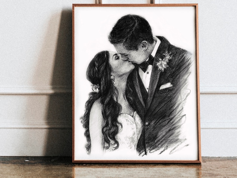 First Kiss Gift Our First Kiss Portrait Our First Date Hand Painted ...