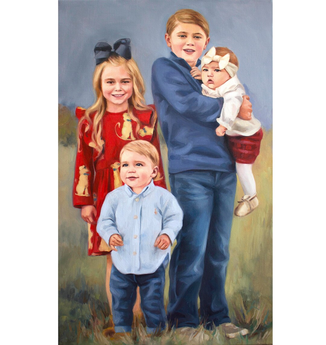 Custom Family Portrait on Canvas From Photo, Hand Painted, Family ...