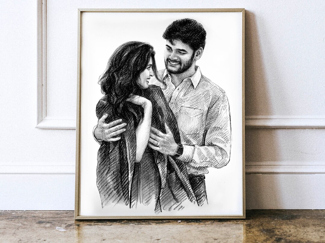 Unique Wedding Gift for Couple, Custom Charcoal Drawing From Photo ...