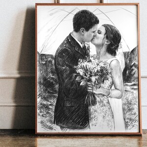 First Kiss Gift Our First Kiss Portrait Our First Date Hand Painted ...