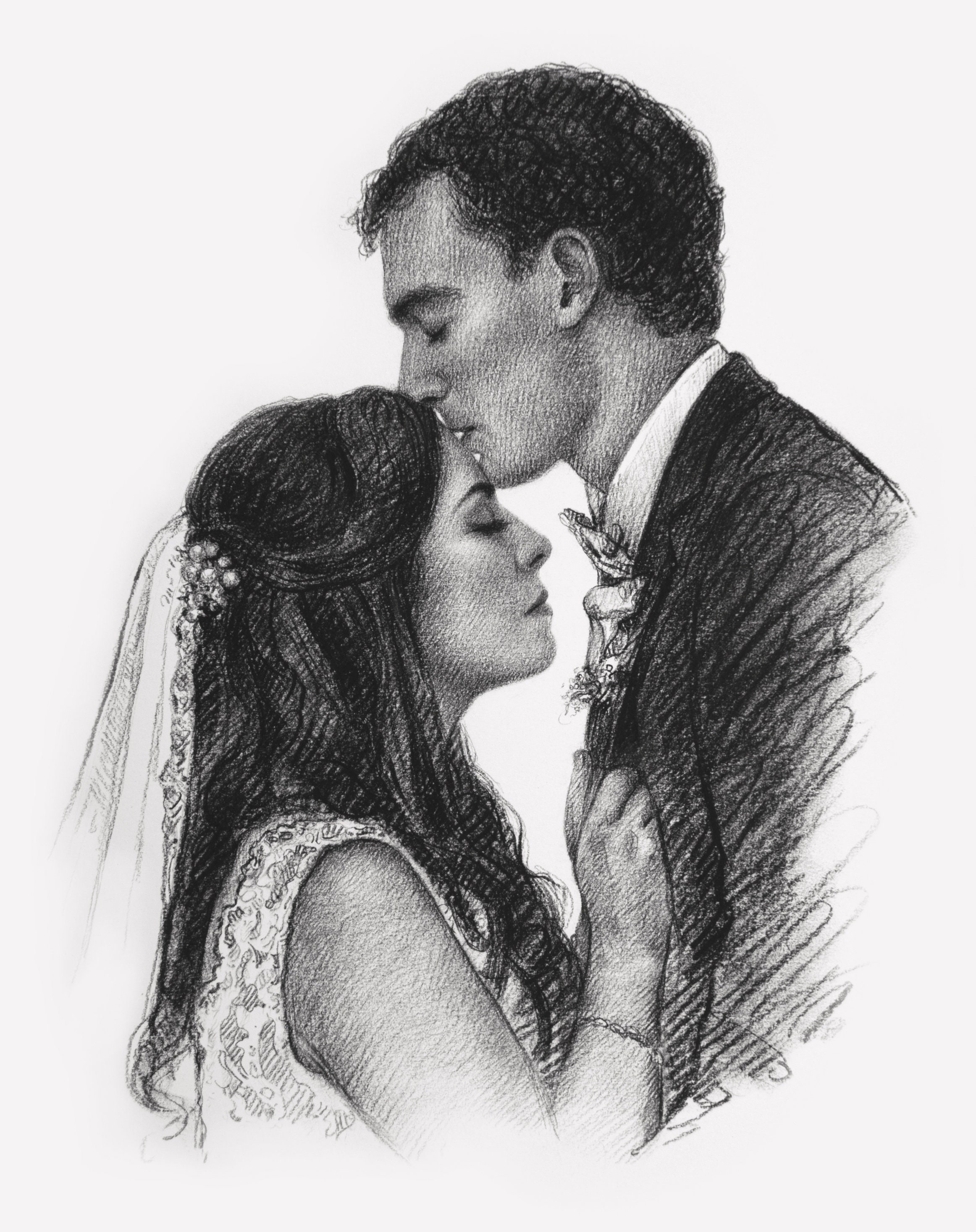 Personalized Drawing Art Boyfriend Gift Kiss Portrait Charcoal | Etsy