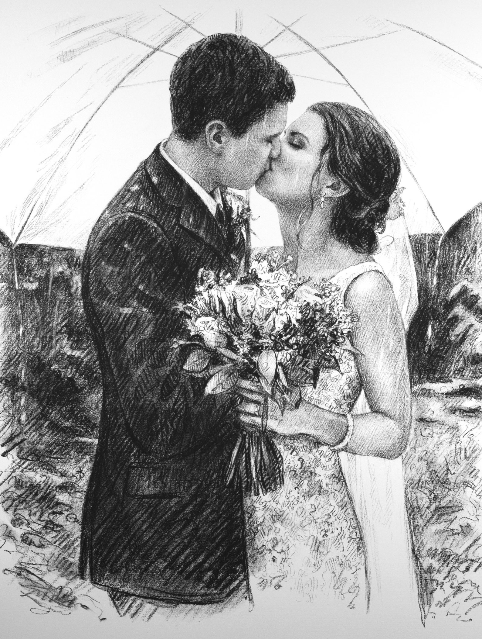 Personalized Drawing Art Boyfriend Gift Kiss Portrait Charcoal | Etsy