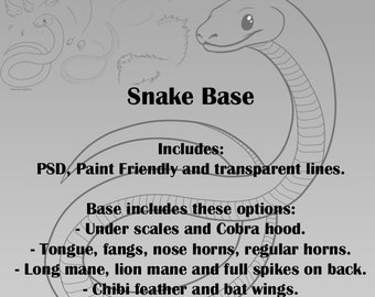 P2U Fluffy Snake Layered Base PSD CSP PNG Colouring - Etsy