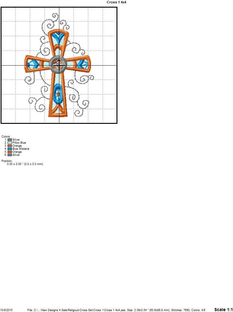 Cross Embroidery Design 1 of 10 - Religious Embroidery Design for 4x4 ...