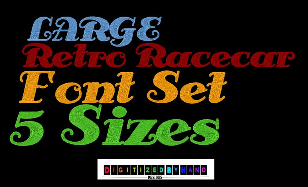 Machine Embroidery Fonts - Retro Embroidery Font - 5 Sizes Font Set ...