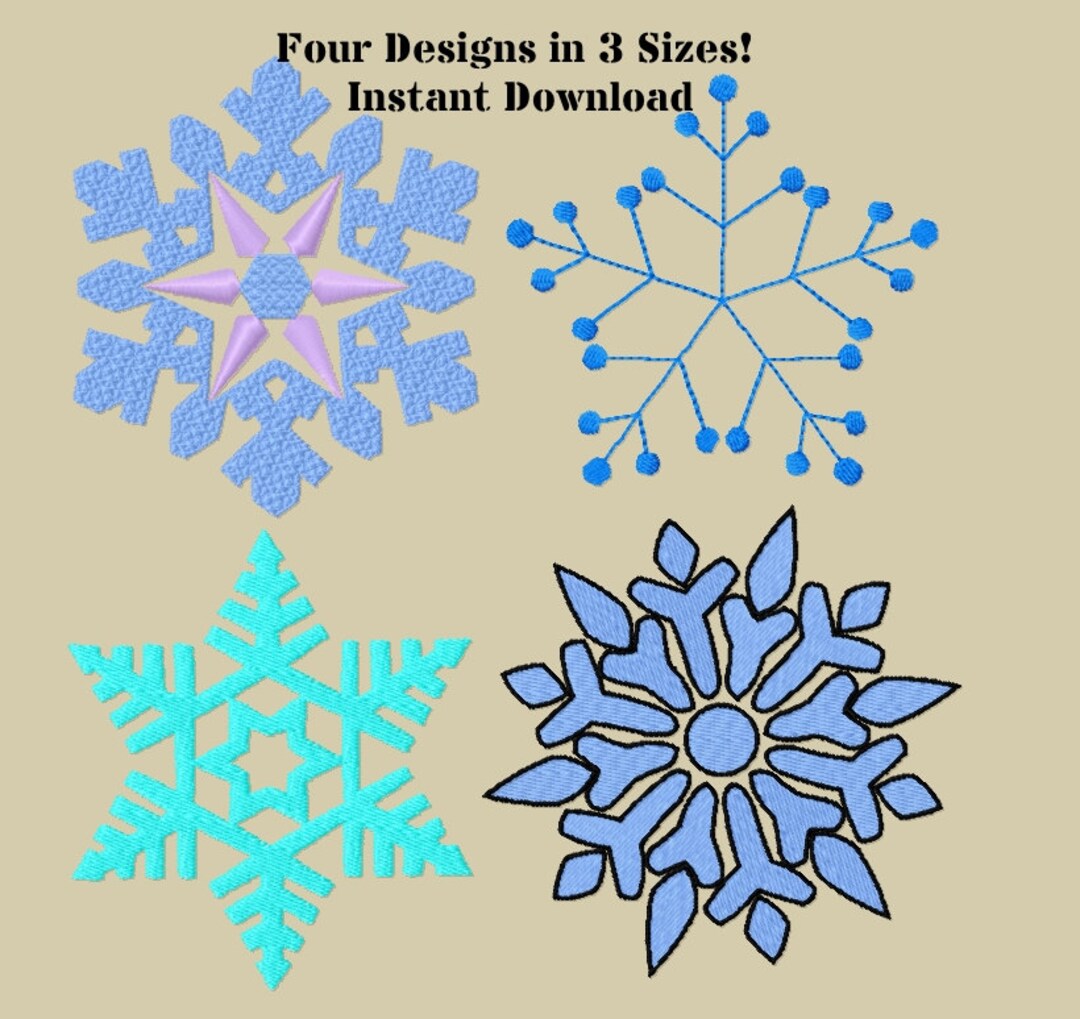 Snowflake Machine Embroidery Designs digitized by Hand 4 Designs 3 ...
