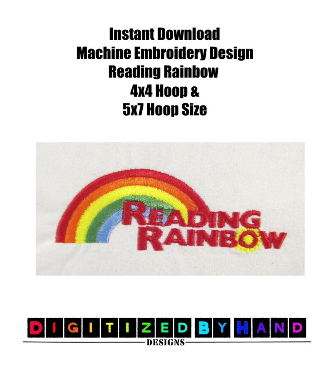 Reading Rainbow Embroidery Design for 4x4 and 5x7 Hoops - Instant ...
