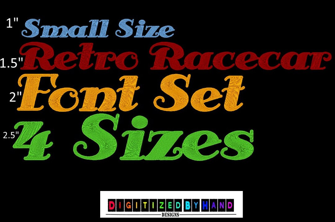 Machine Embroidery Fonts - Retro Embroidery Font - 4 Sizes Font Set ...