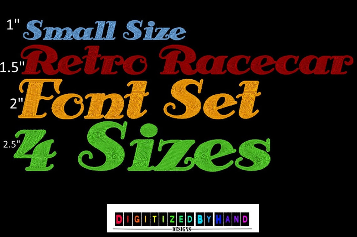 Machine Embroidery Fonts - Retro Embroidery Font - 4 Sizes Font Set ...