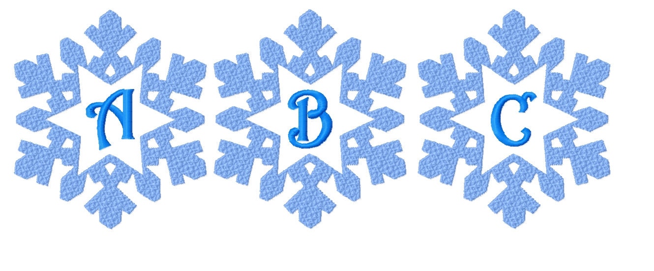 Snowflake Monogram Alphabet holiday Monogram Machine - Etsy