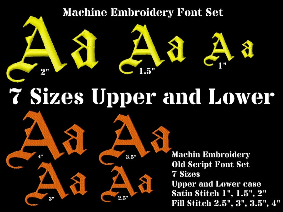 Machine Embroidery Font Sets Old English Script Machine | Etsy
