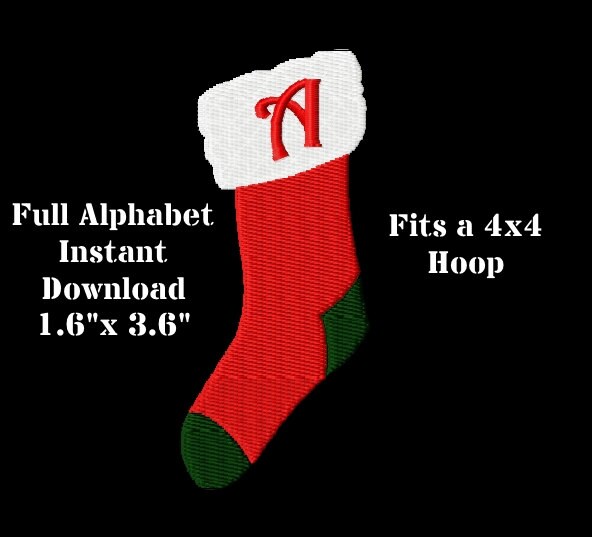 Christmas Stocking Alphabet Holiday Monogram Machine | Etsy