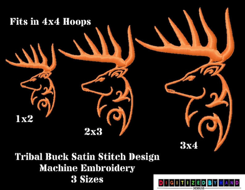 Hunting Embroidery Design Tribal Buck Satin Stitch Machine - Etsy