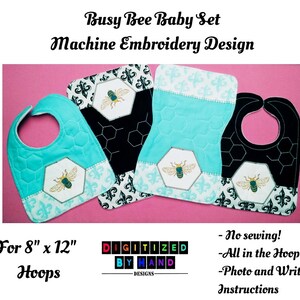 In the Hoop Baby Bib and Burp Cloth Set - ITH Machine Embroidery Design ...