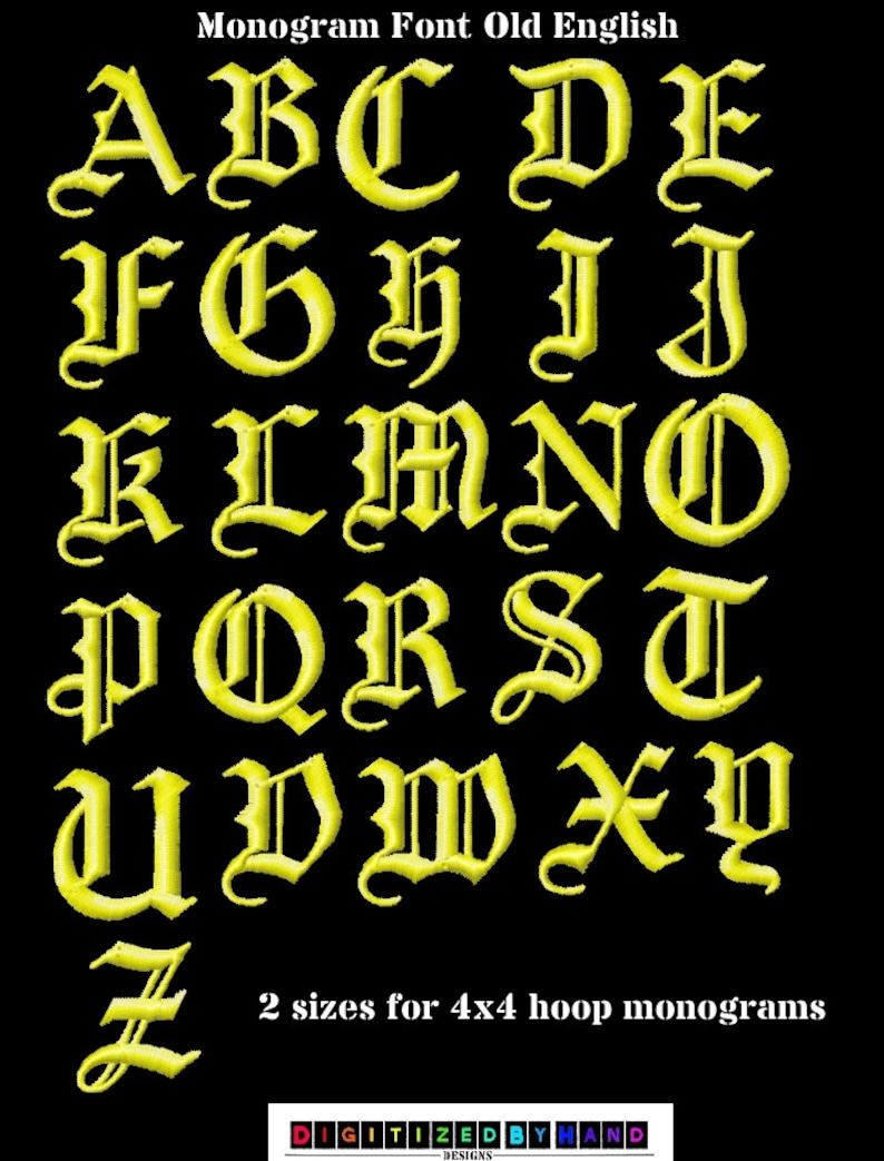 Embroidery Font Monogram - Old English Script - Machine Embroidery ...