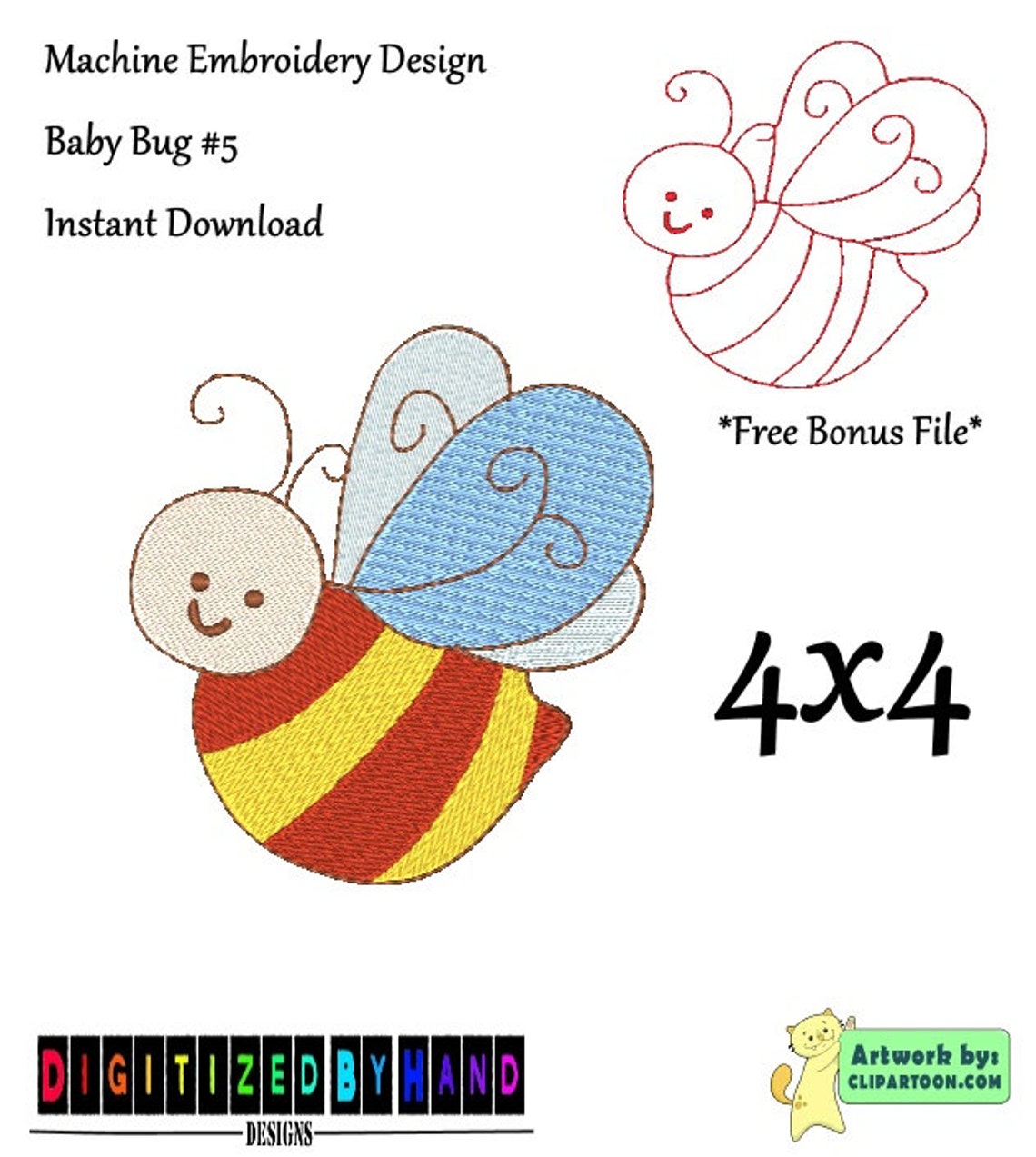 Baby Bug 5 Buble Bee Bug Machine Embroidery Design Digitized - Etsy